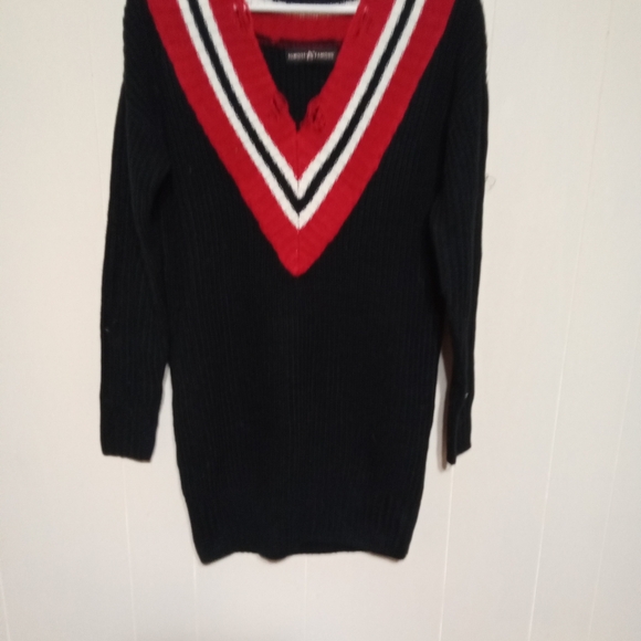 Almost Famous | Dresses | Almost Famous Black Sweater With Bold Red And ...
